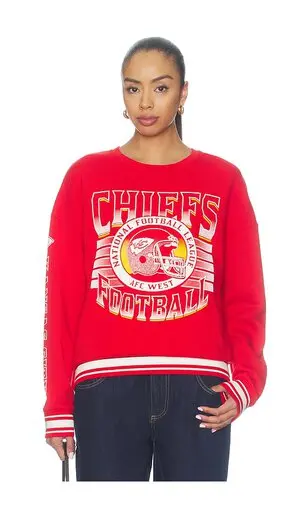 Junk Food Chiefs Striped Rib Crew Sweatshirt In Rose - Licorice