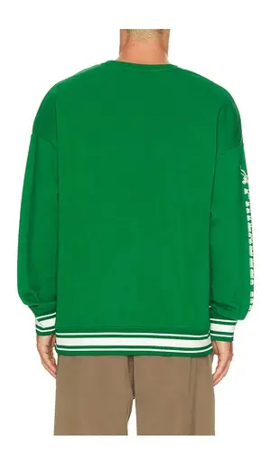 Junk Food Eagles Striped Rib Crew Sweatshirt In Green