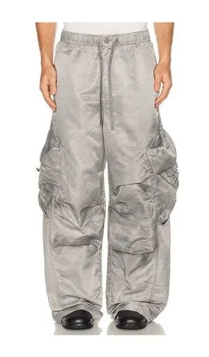 FENG CHEN WANG Sand Washed Nylon Cargo Pants - Grey