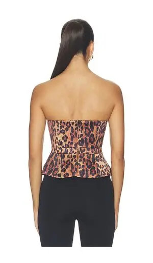 L'Agence Mirella Corset Peplum Top In Brown
