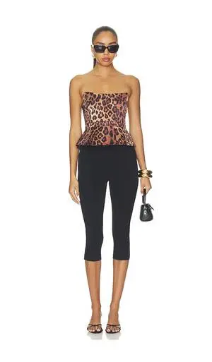 L'Agence Mirella Corset Peplum Top In Brown