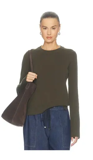 LA LIGNE Solid Lean Lines Sweater - Olive