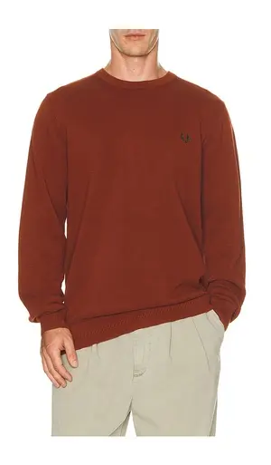 Fred Perry Pique Stitch Jumper In Red - Brandy
