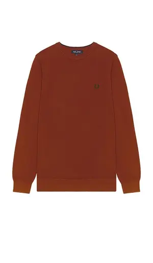 Fred Perry Pique Stitch Jumper In Red