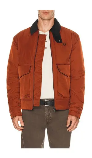 Fred Perry Nylon Caban Jacket In Red - Brandy