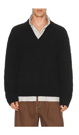 Fred Perry Canvas Cable V-neck Jumper - Black