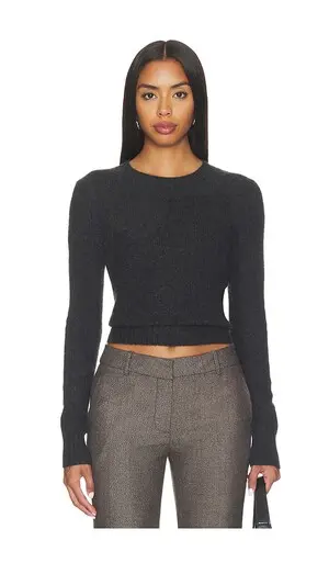 Enza Costa Cashmere Shrunken Crew - Charcoal