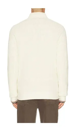 Fred Perry Waffle Stitch Half Zip Jumper In Cream