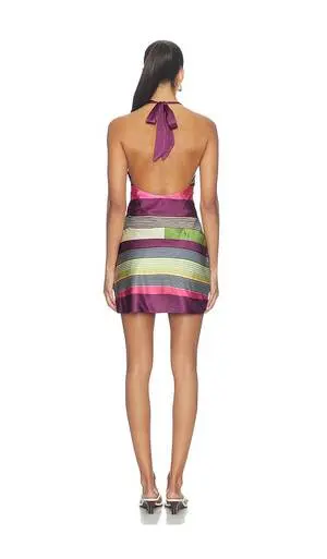 SEVEN WONDERS Lettie Halter Open Back Mini Dress In Purple
