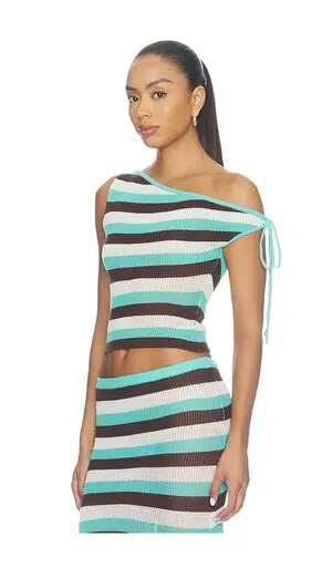 SEVEN WONDERS Hazel Off Shoulder Knit Top In Teal