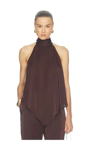 Lapointe Lightweight Satin Hankerchief Top - Chocolate