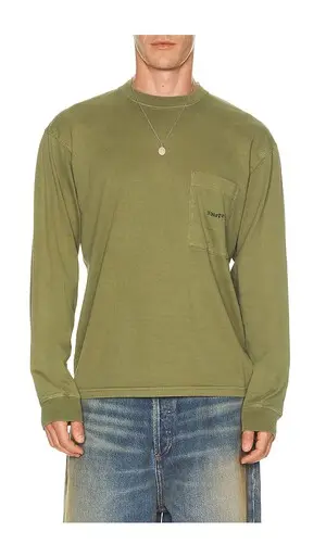 HUF 89 Heavyweight Long Sleeve Tee In Green - Olive