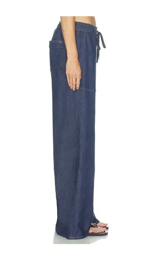 7 For All Mankind Utility Pull On Wide Leg Jean In Blue - Halona