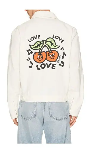 Kenzo Loves Zipped Coach Jacket In Cream - Ecru