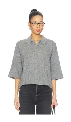 FRAME The Academy Polo Top In Grey - Graphite Grey