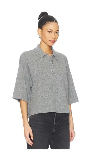 FRAME The Academy Polo Top In Grey