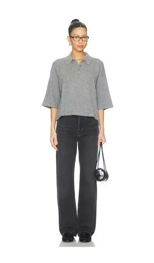 FRAME The Academy Polo Top In Grey
