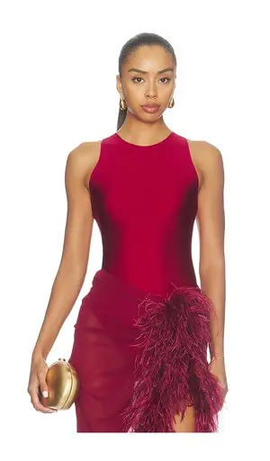 BRONX BANCO Gaia Mesh Sleeveless Bodysuit In Red