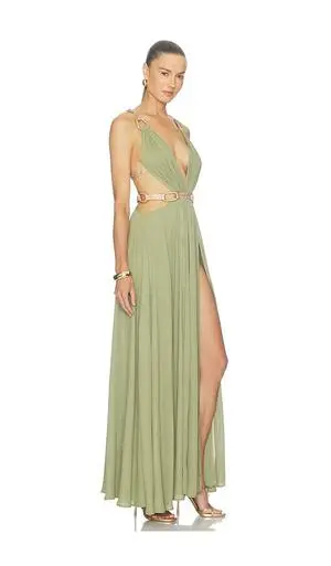 BRONX BANCO Brielle Diamond Gown In Green