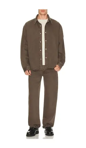 FRAME Relaxed Denim Overshirt In Brown