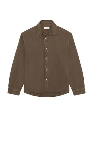 FRAME Relaxed Denim Overshirt In Brown