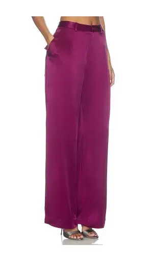 Lapointe Satin Relaxed Pleated Pant In Purple