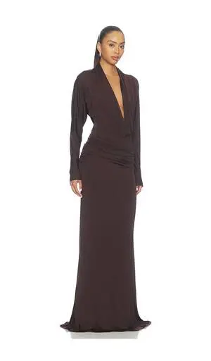 Lapointe Printed Jersey Dolman Cowl Neck Gown