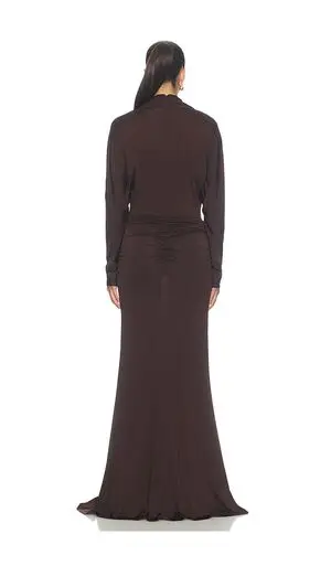 Lapointe Printed Jersey Dolman Cowl Neck Gown