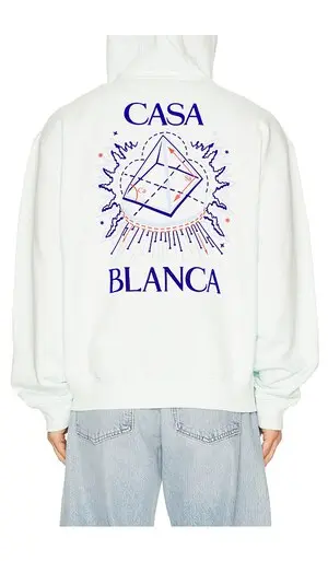 Casablanca Celestial Pyramid Flock Printed Classic Zip Up Hoodie In Baby Blue - Ice Blue