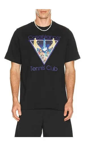 Casablanca Monde Perdu Tennis Club Icon Printed Classic T-shirt - Black