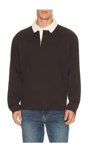 FRAME Rugby Polo Shirt In Brown - Deep Brown
