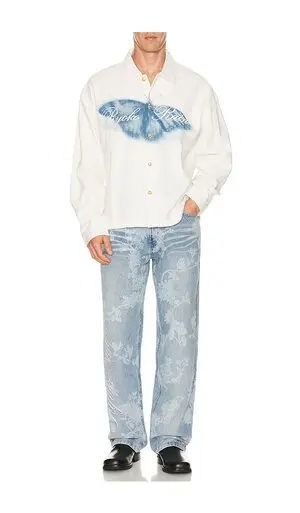 RYOKO RAIN Blurred Butterfly Button Up Shirt