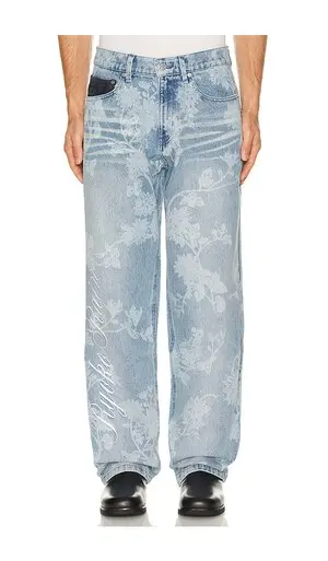 RYOKO RAIN Laser Engraved Floral Jeans