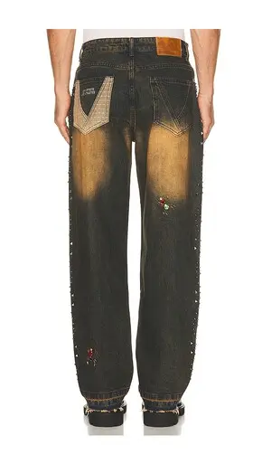 RYOKO RAIN Vintage Washed Stutted Jeans In Grey