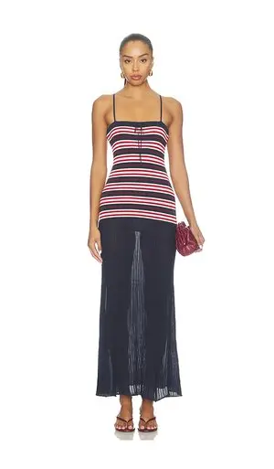 Faithfull The Brand Doris Maxi Dress In Navy - Cila Stripe Navy