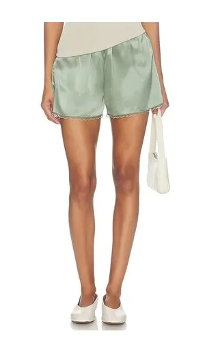 Donni. The Silk Lace Tap Short In Green - Dill