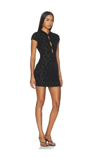 RUNAWAY THE LABEL Lucie Mandarin Collar Mini Dress