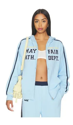 THE MAYFAIR GROUP Mayfair Athletic Dept. Zip Up Hoodie In Baby Blue