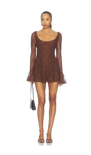 LOVERS AND FRIENDS Dylan Mini Dress In Brown - Dark Brown