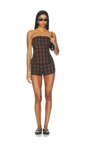 MORE TO COME Audriena Strapless Top In Brown