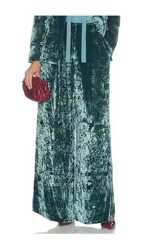 Ulla Johnson Elan Velvet Pant In Green - Jadeite