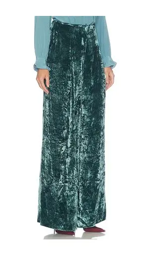 Ulla Johnson Elan Velvet Pant In Green