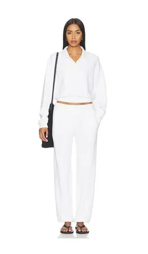 Eterne French Terry Cropped Polo Sweatshirt