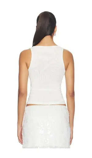 WITH HARPER LU Mesh Tank Top In White