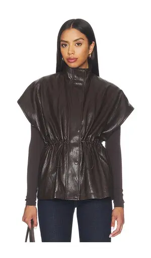 Lna Fairfax Short Sleeve Leather Jacket - Brown