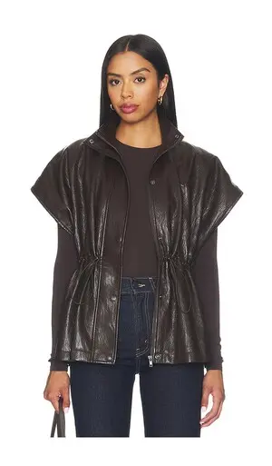 Lna Fairfax Short Sleeve Leather Jacket