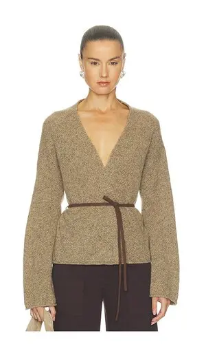 Velvet By Graham & Spencer Alina Wrap Cardigen In Brown