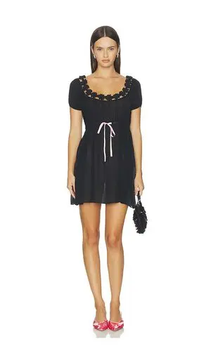 Frankies Bikinis X Devon Lee Carlson Marie Chiffon Babydoll Dress In Black - All Nighter