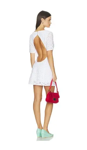 Frankies Bikinis X Devon Lee Carlson Lee Eyelet Mini Dress In White - Fluff