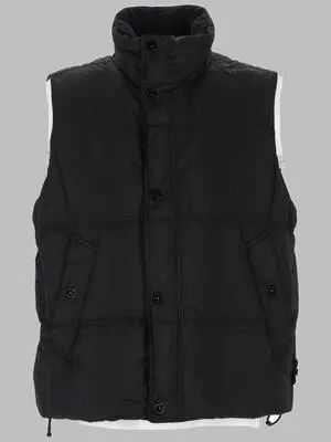 Stone Island Gilet Imbottito In Piuma Resistente Al Vento Con Antigoccia - Black